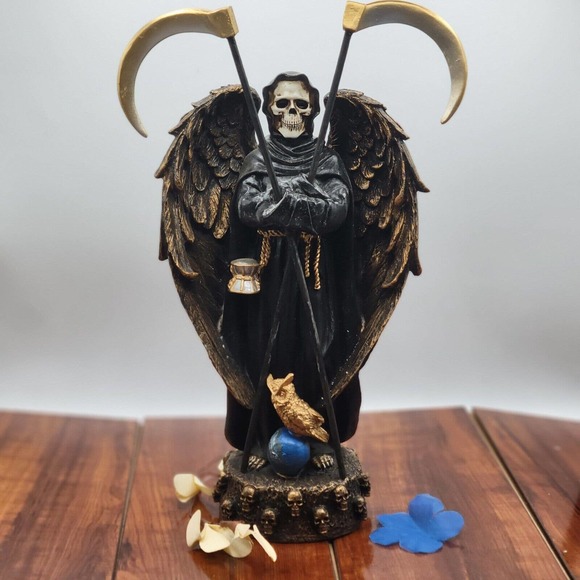 Accents | Santa Muerte Black 12 Holy Death Statue With Wings Two ...